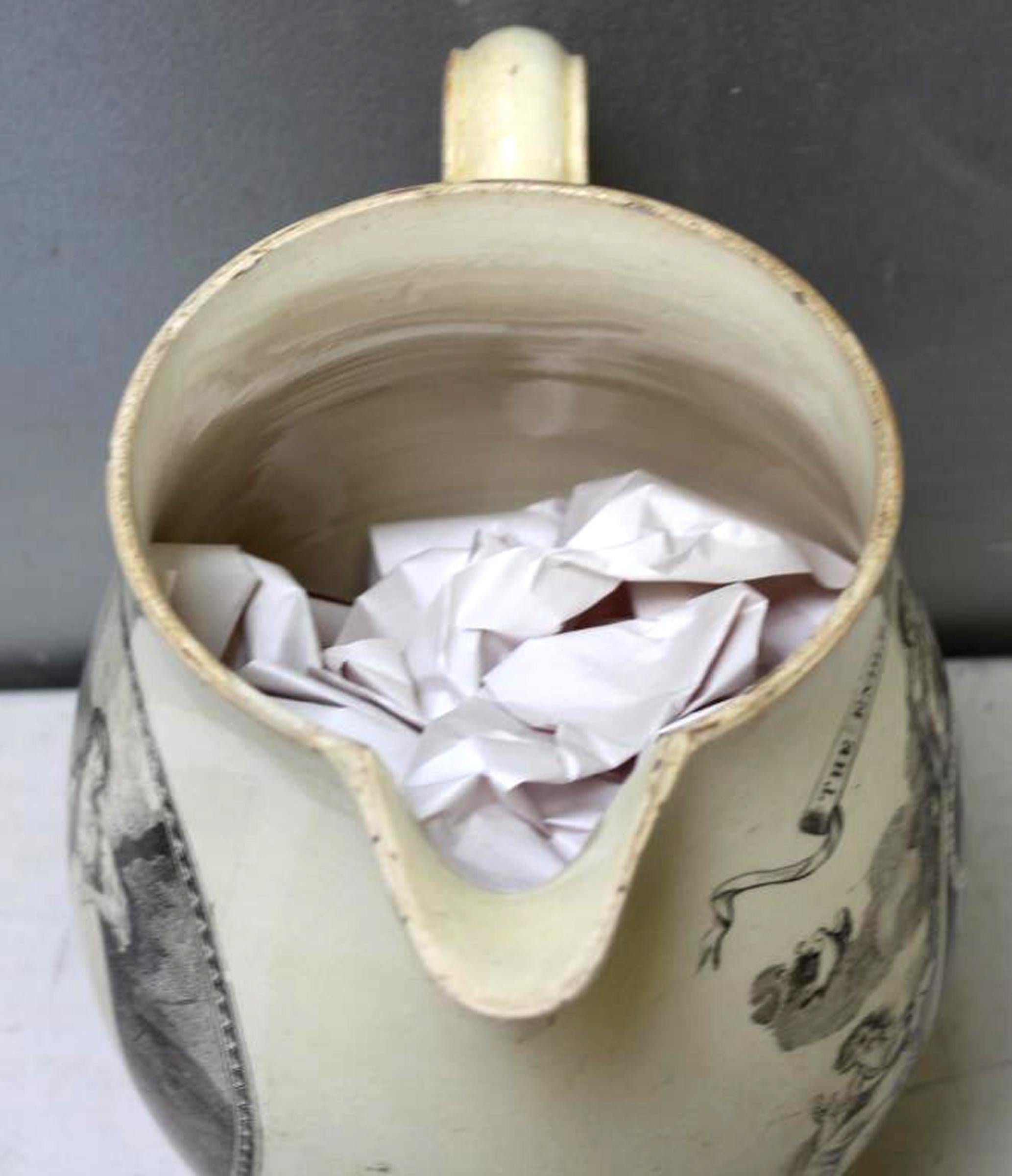 English Large Creamware Jug Decorated with the "Endless Knot of Love ...