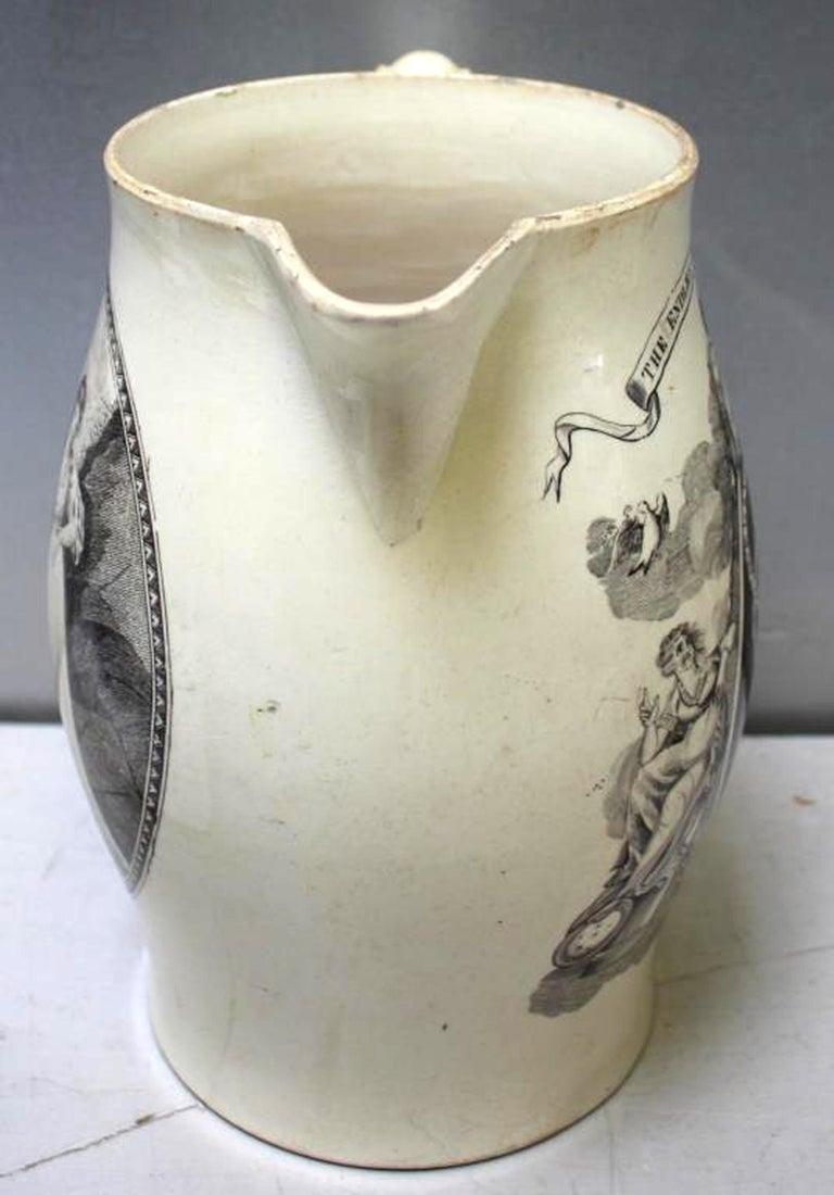 English Large Creamware Jug Decorated with the "Endless Knot of Love ...