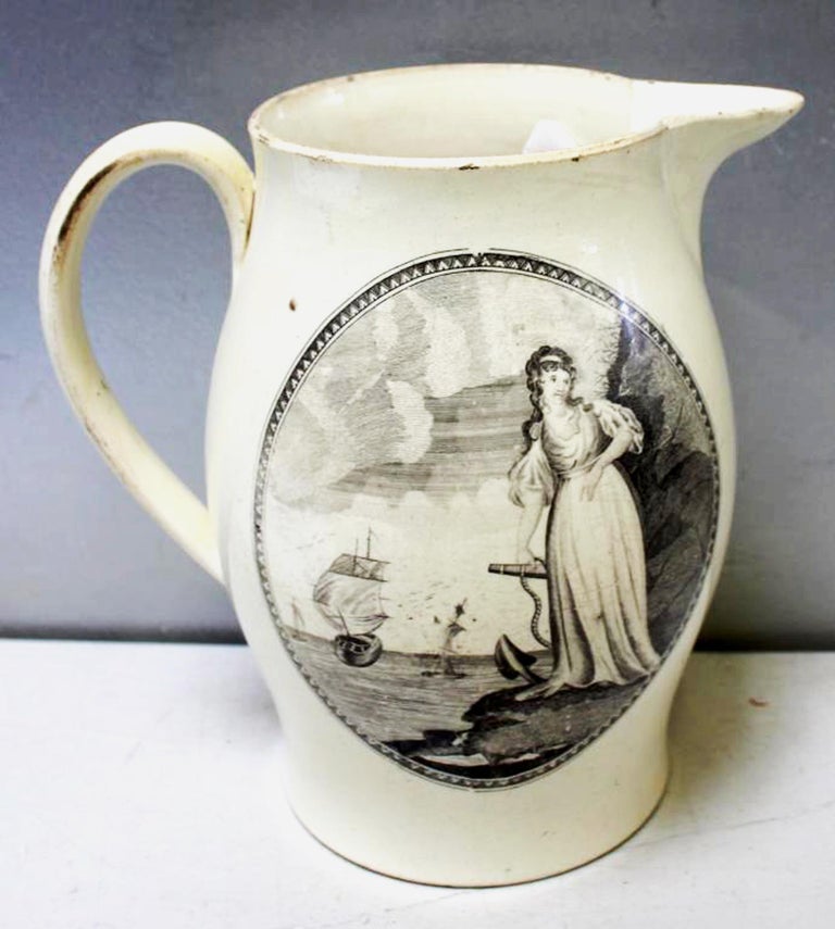 English Large Creamware Jug Decorated with the "Endless Knot of Love ...