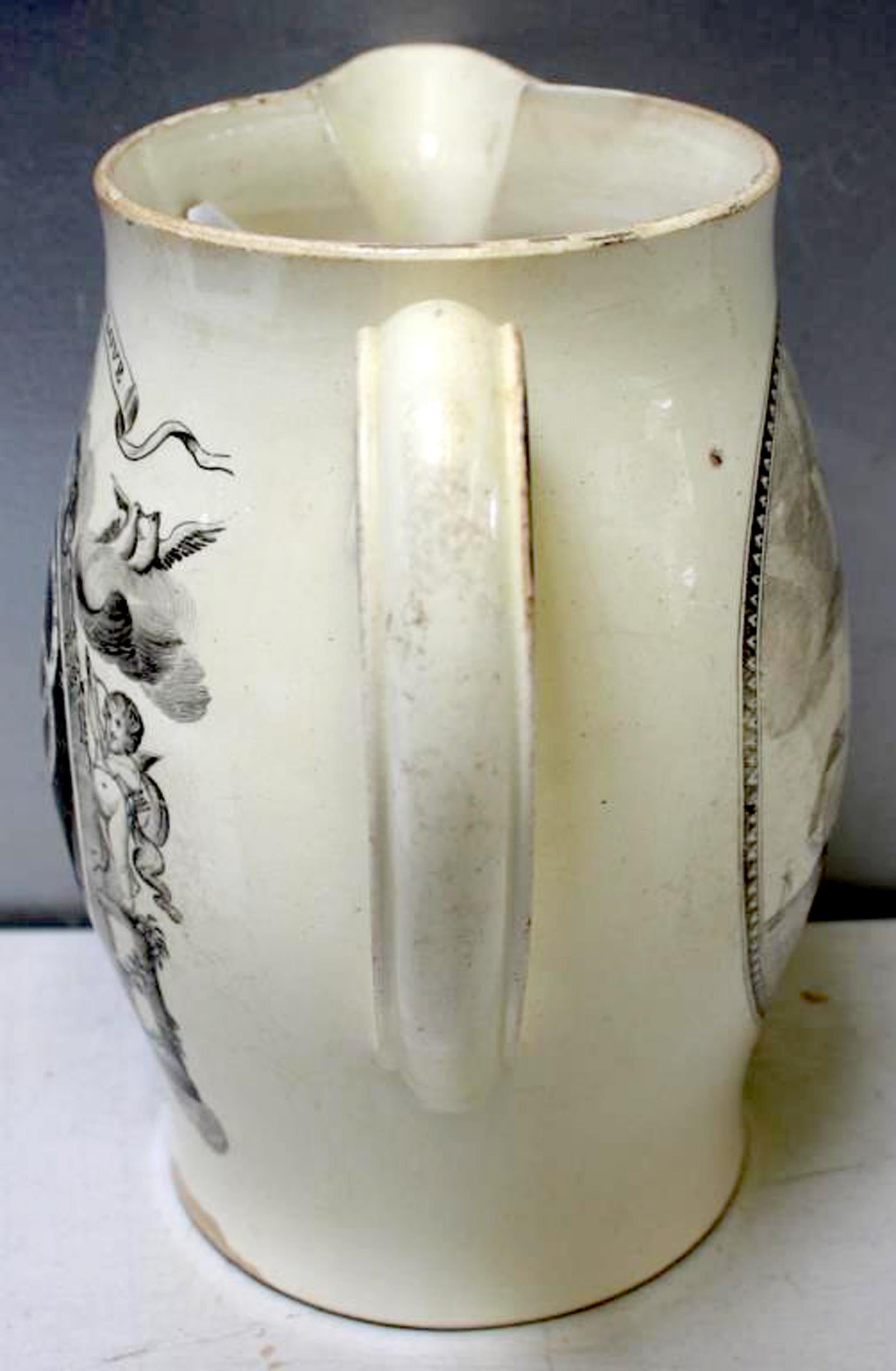 English Large Creamware Jug Decorated with the "Endless Knot of Love ...