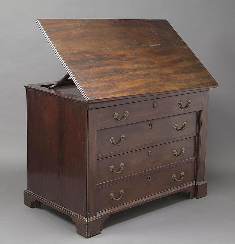 English Late 18th C George III Hardwood Scriban-Original Tronchin ...