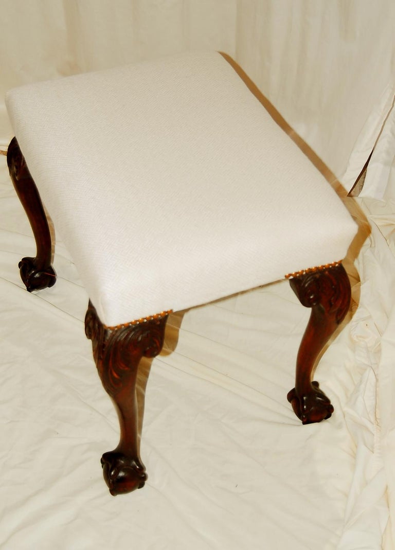English Late 19th Century Mahogany Chippendale Style Stool Carved ...