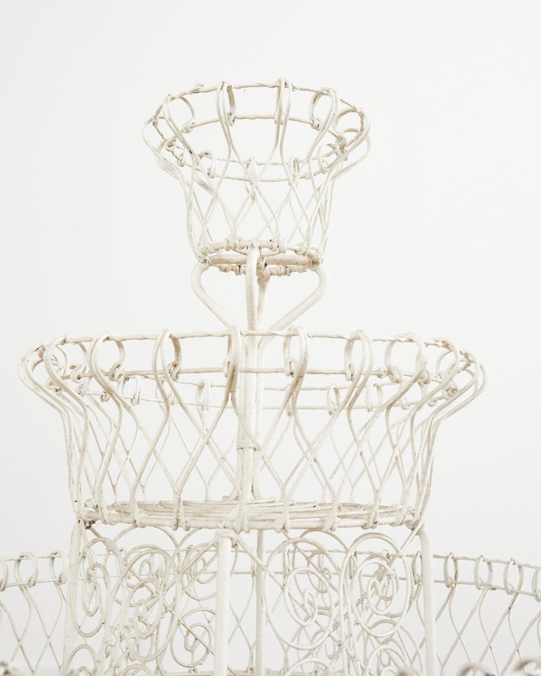 English Late Victorian Three Tier Iron and Wire Garden Plant Stand For ...