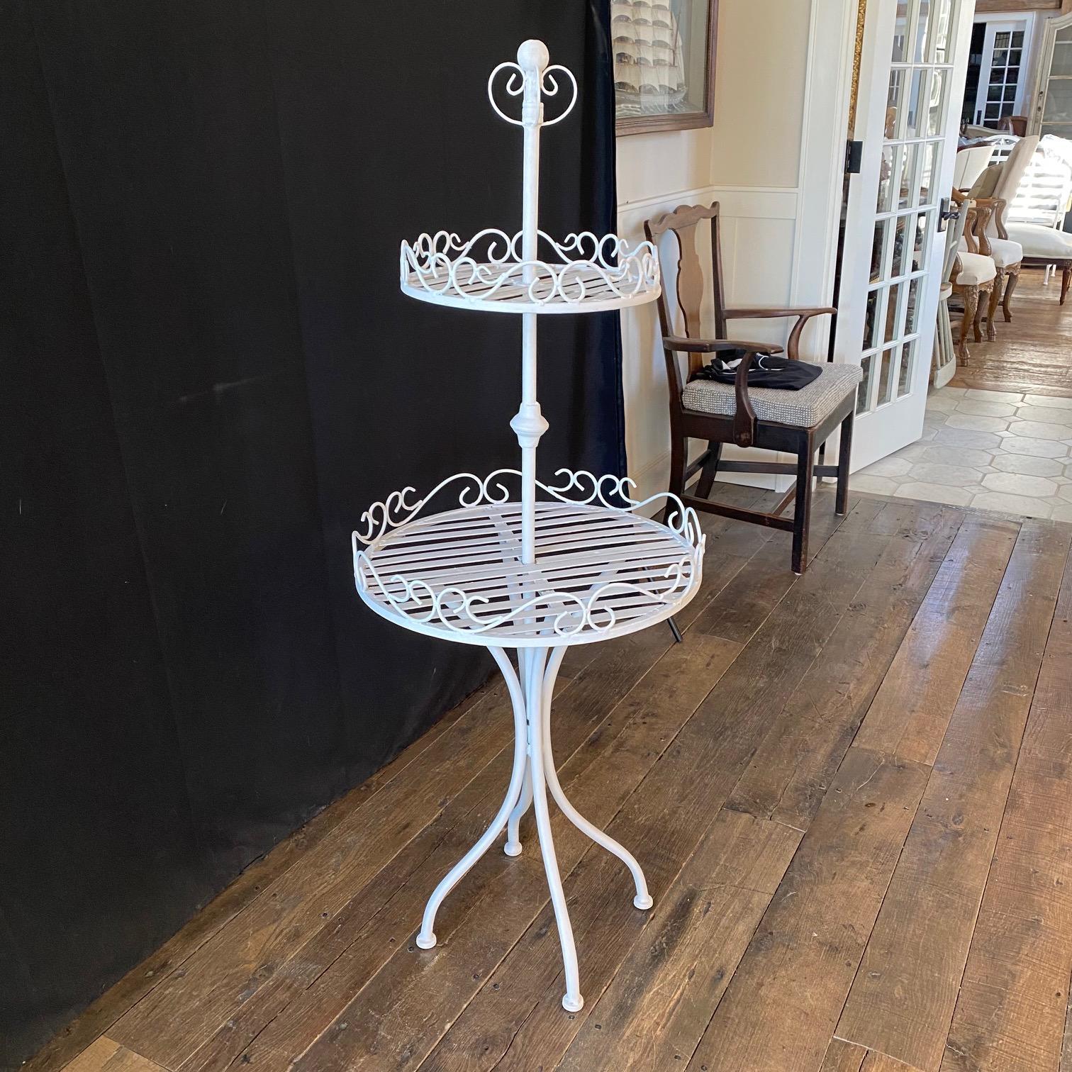 English Late Victorian Two Tier Iron and Wire Garden Plant Stand For ...