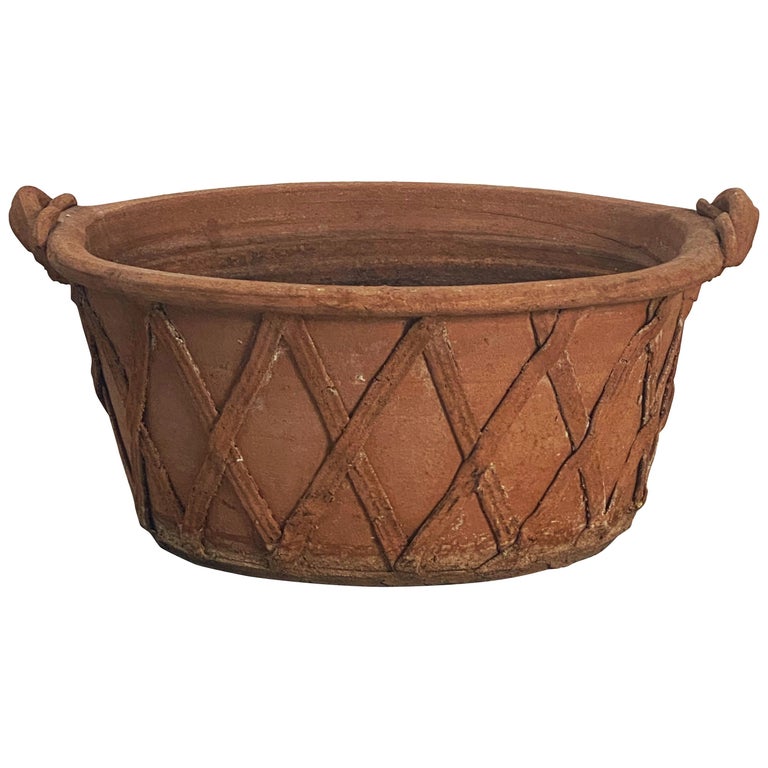 English Lattice Pattern Garden Planter Pot or Bowl of Terracotta For ...