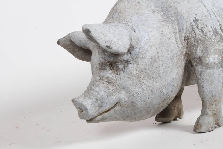 English Lead Pig Garden Ornament, circa 1950s For Sale at 1stDibs