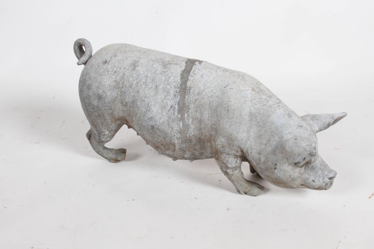 English Lead Pig Garden Ornament, circa 1950s For Sale at 1stDibs