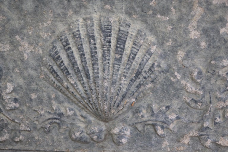English Lead Grey Planters with Scallop Shell Motif, Pair at 1stDibs