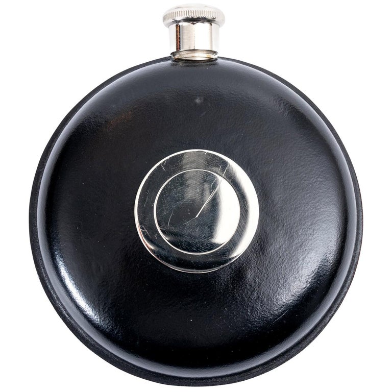 English Leather and Chrome Flask For Sale at 1stDibs