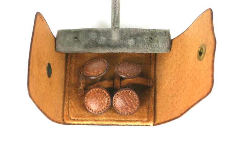 English Leather Cufflinks in Case For Sale at 1stDibs