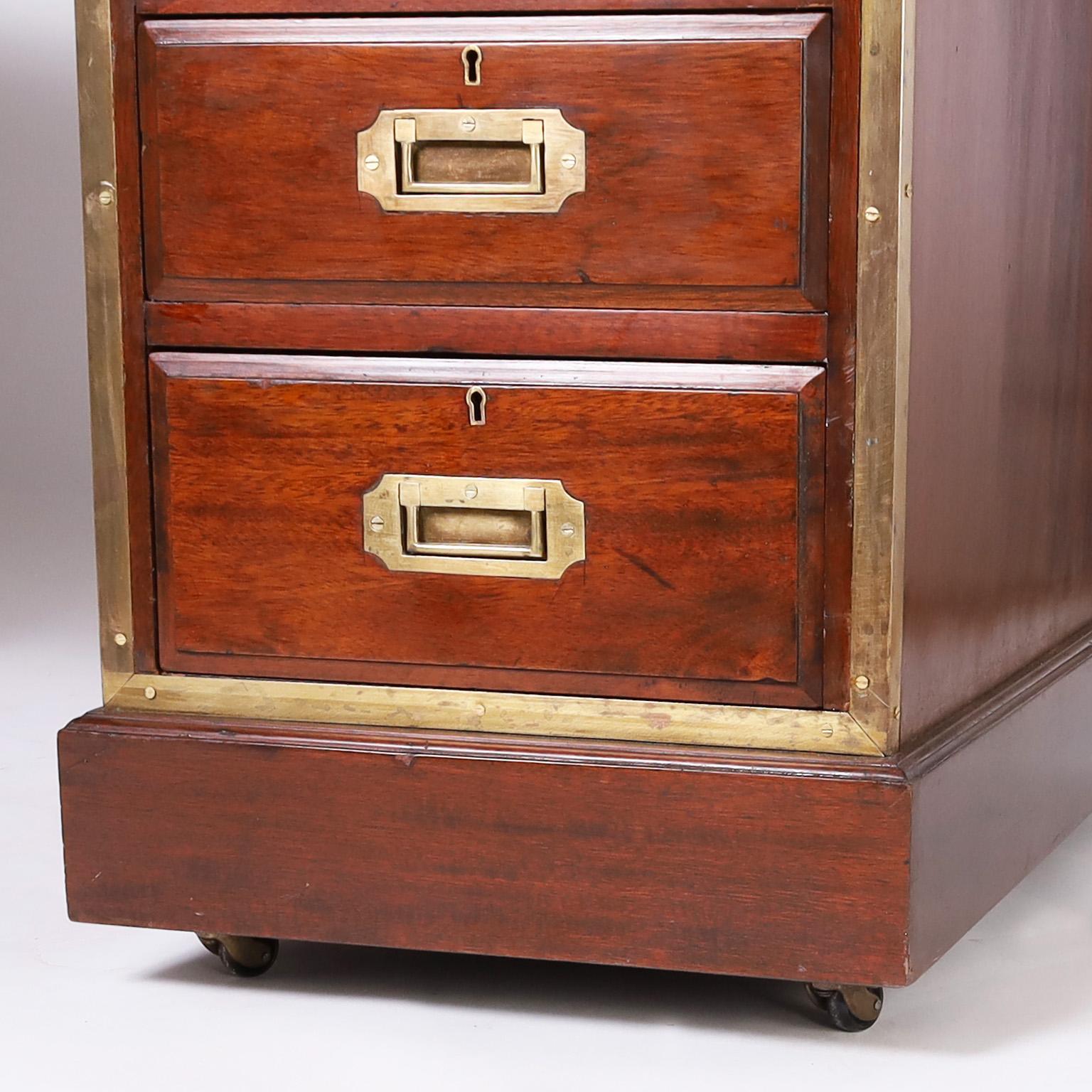 English Leather Top Campaign Desk For Sale at 1stDibs