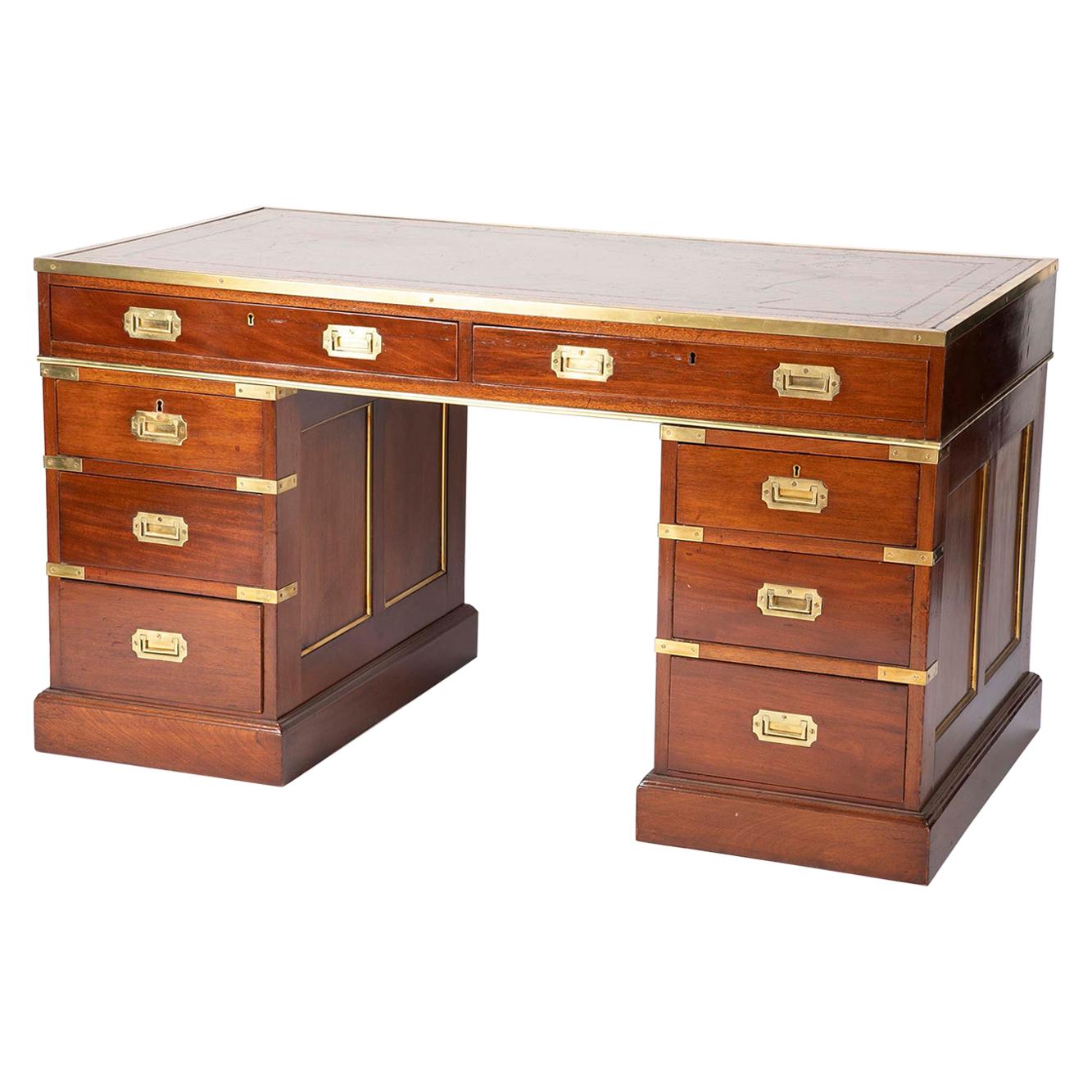 English Leather Top Campaign Desk at 1stDibs