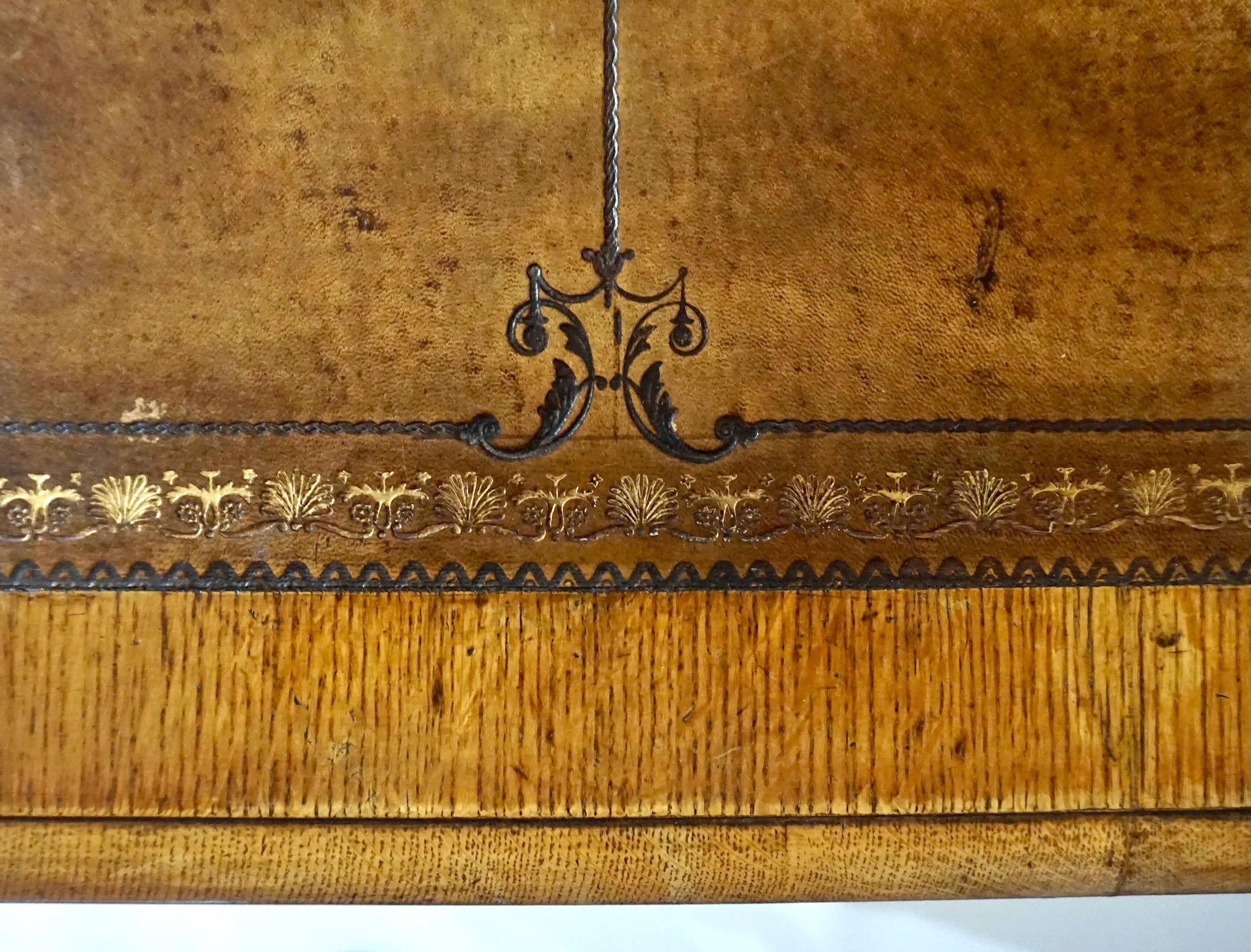 English Oak Dual Side Leather Top Library Table of Large Scale, circa ...