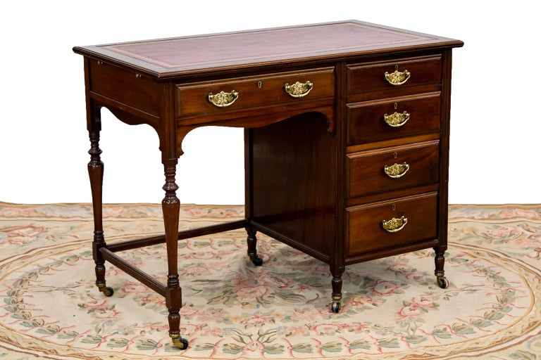 English Leather Top Writing Desk For Sale at 1stDibs