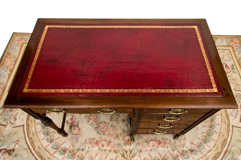 English Leather Top Writing Desk For Sale at 1stDibs