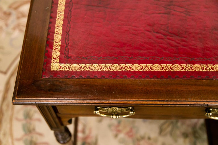 English Leather Top Writing Desk For Sale at 1stDibs