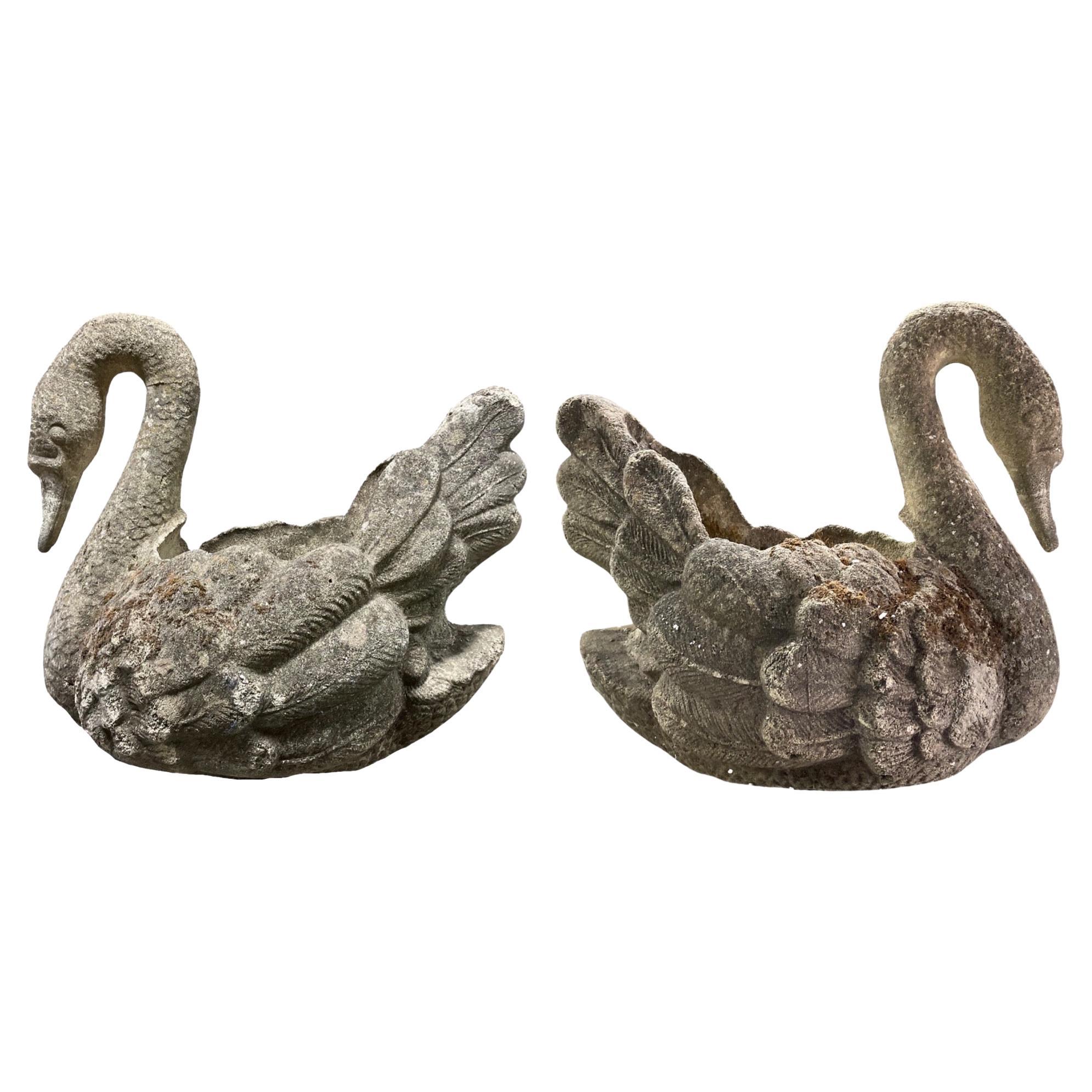 Two Antique Gadrooned Limestone Garden Planters For Sale at 1stDibs