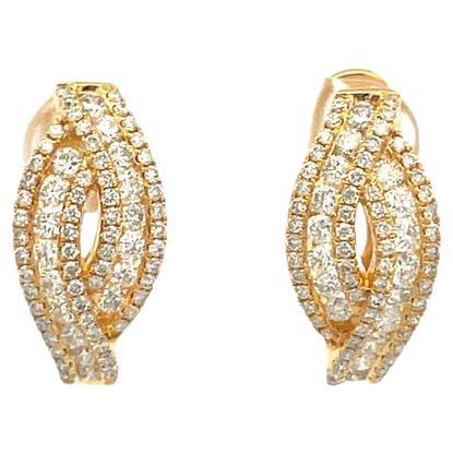English Lock Diamond Earrings 1.47ct 14K Yellow Gold For Sale at 1stDibs