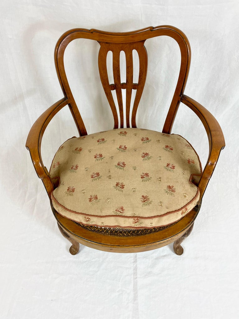 English Low Bedroom Chair in Wood and Cane, 19th Century For Sale at ...