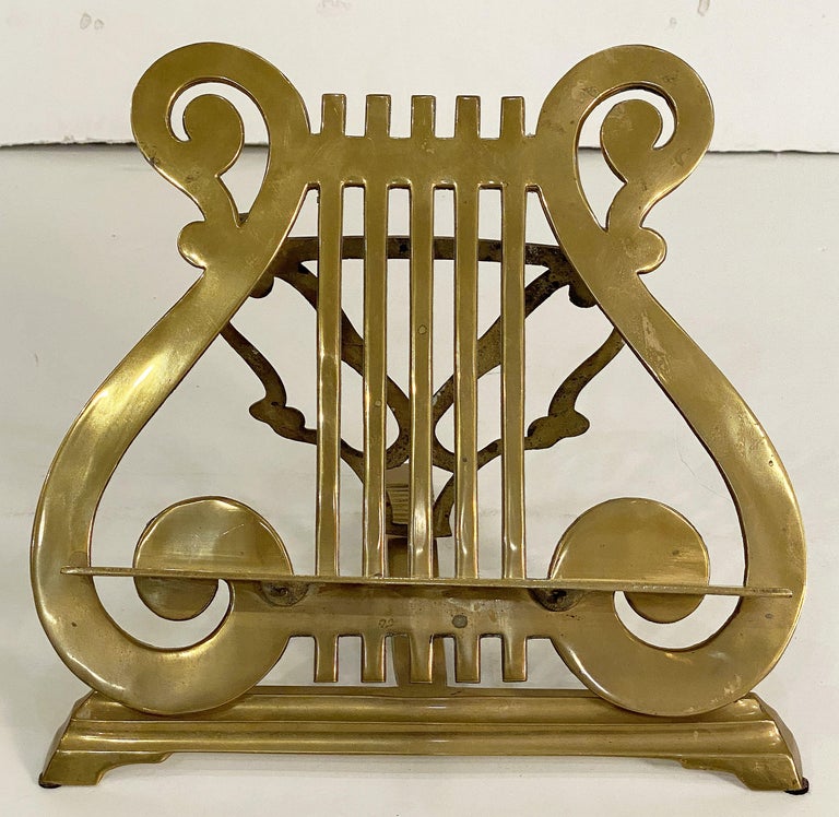 English Lyre-Shaped Book Lectern or Music Stand of Brass For Sale at ...
