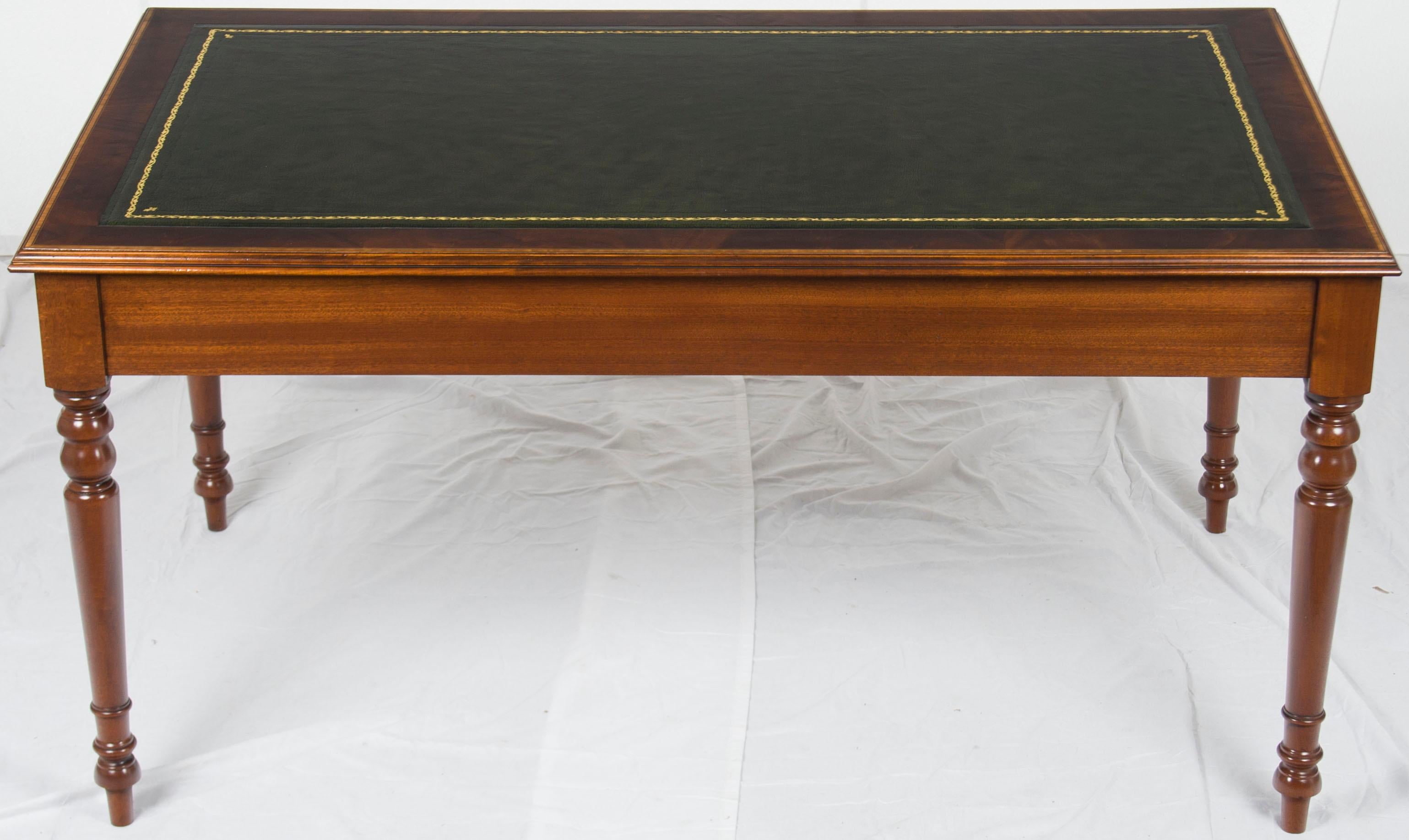 English Made Mahogany Three-Drawer Writing Desk on Legs Library Table ...