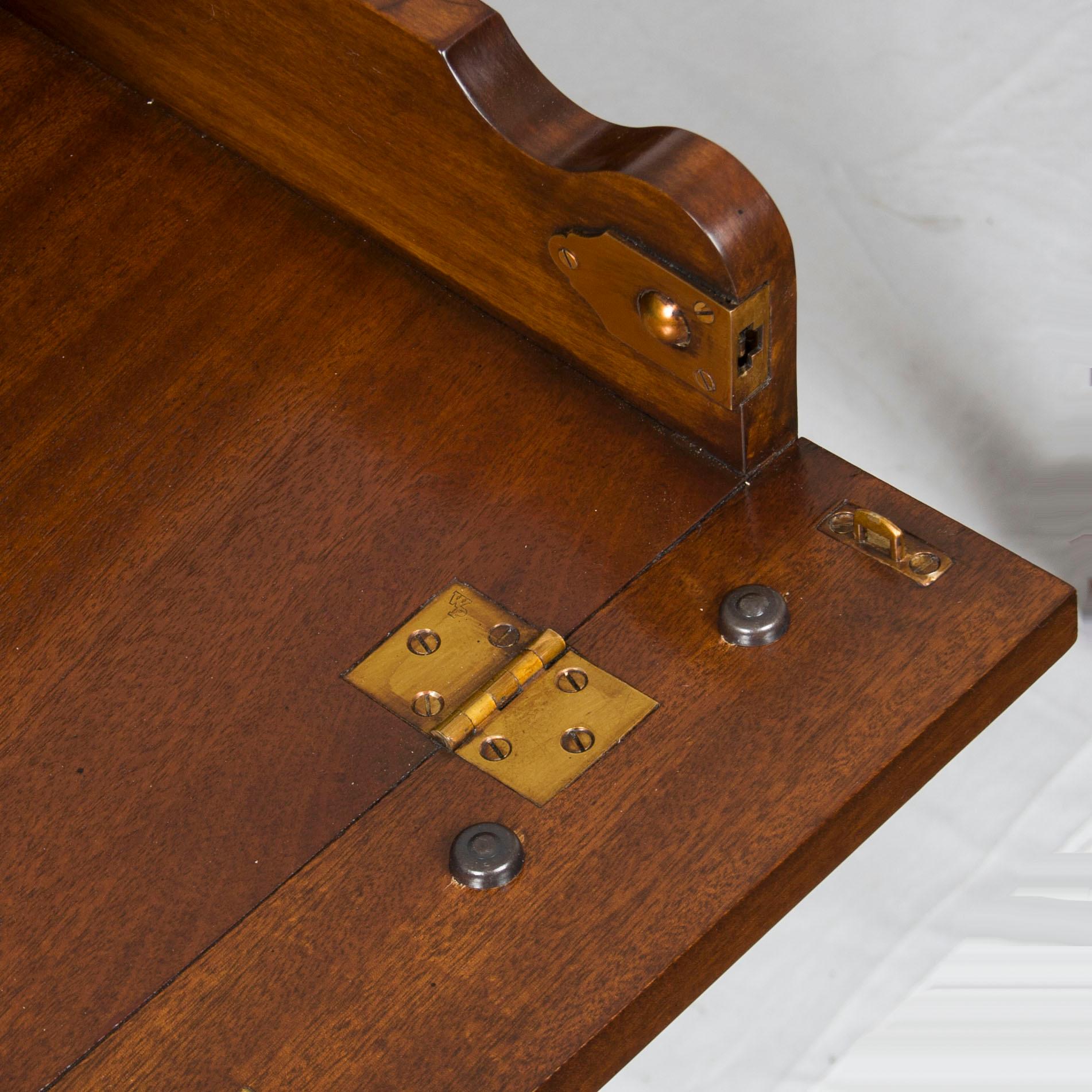 English Made Mahogany Three-Drawer Writing Desk on Legs Library Table ...