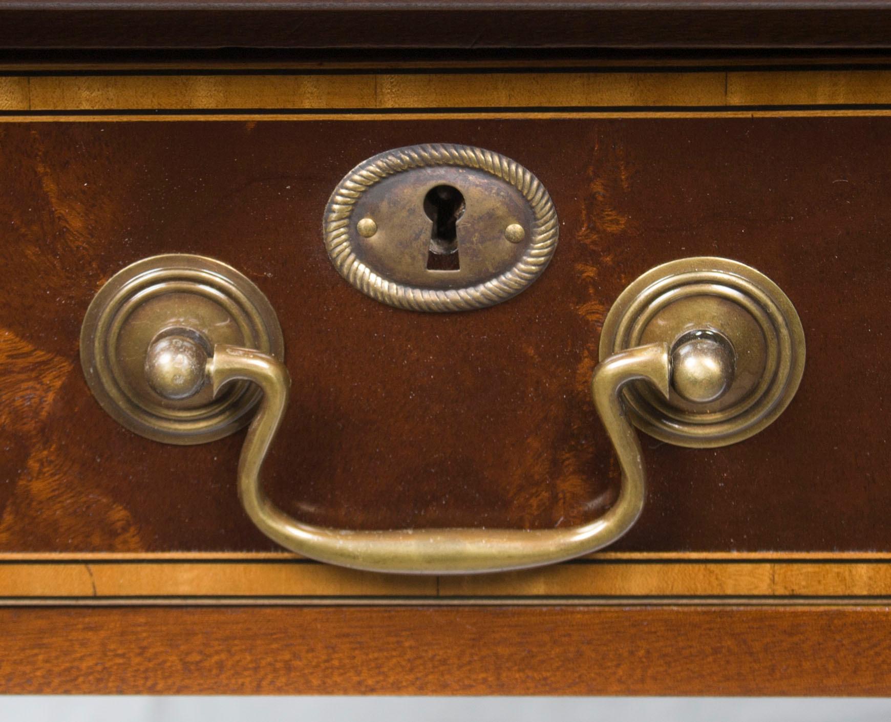 English Made Mahogany Three-Drawer Writing Desk on Legs Library Table ...