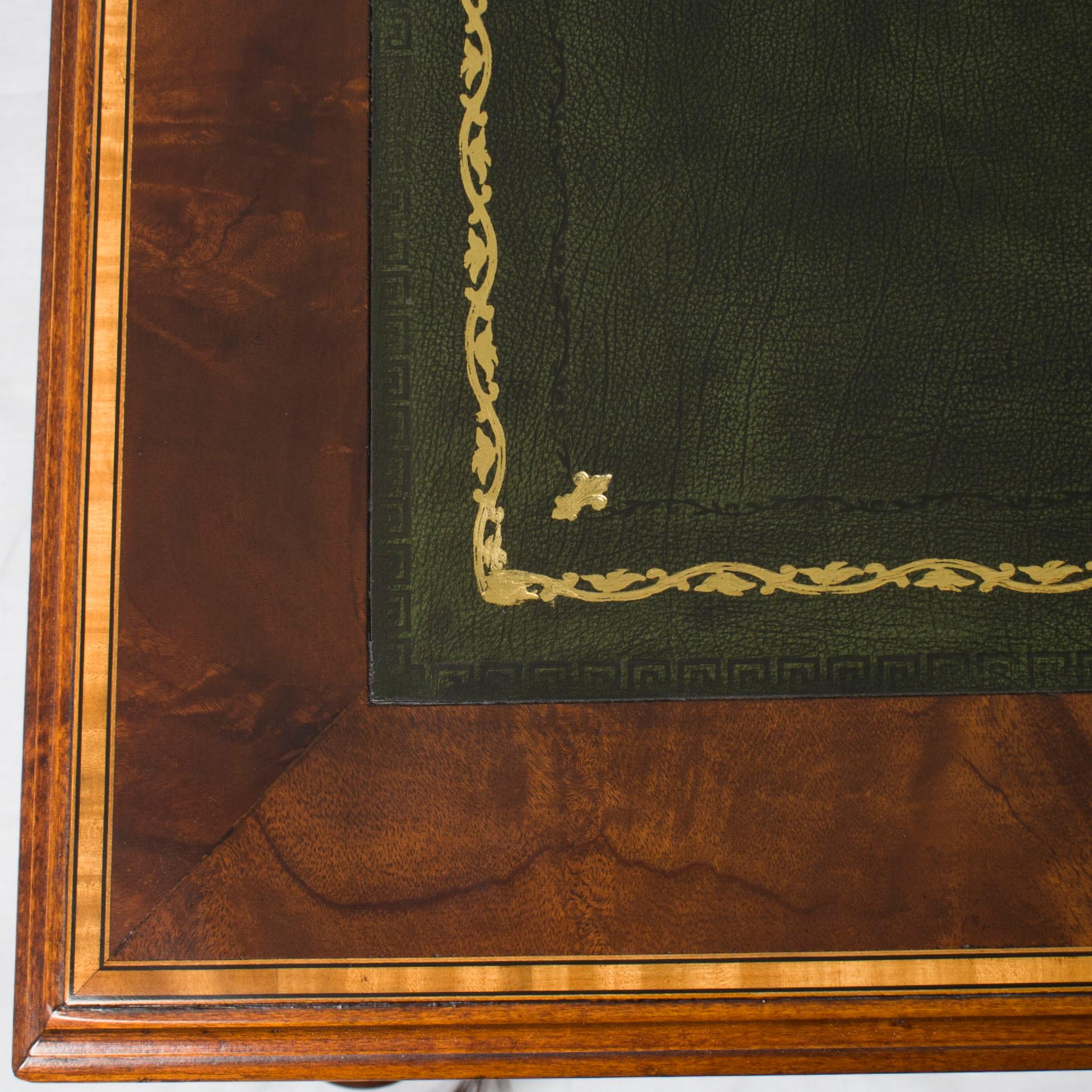 English Made Mahogany Three-Drawer Writing Desk on Legs Library Table ...