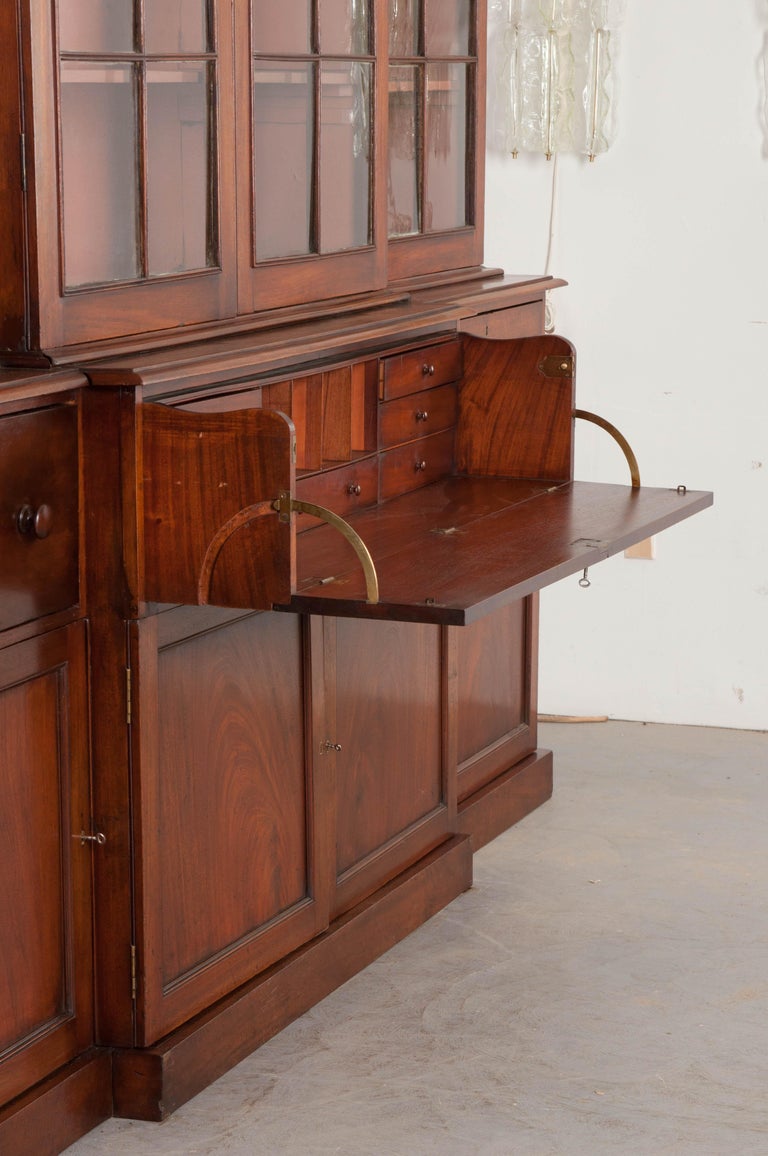 English Mahogany 19th Century Georgian Breakfront Bookcase Desk at 1stDibs