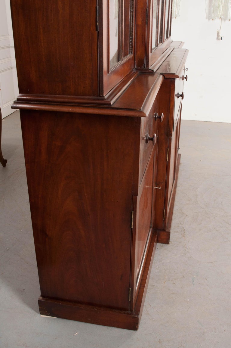 English Mahogany 19th Century Georgian Breakfront Bookcase Desk at 1stDibs