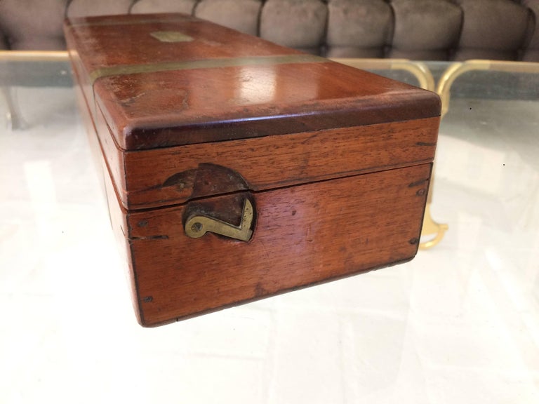 English Mahogany Box with Brass Details at 1stDibs