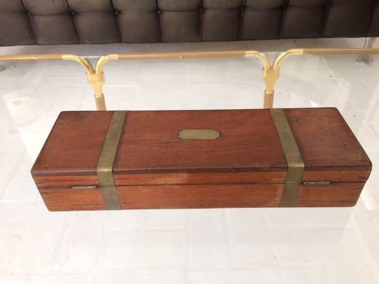 English Mahogany Box with Brass Details at 1stDibs