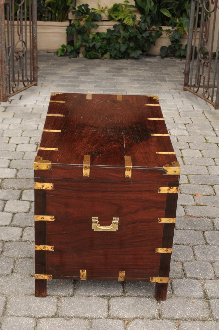 English Mahogany Brass-Bound Campaign Trunk with Lateral Handles, circa ...