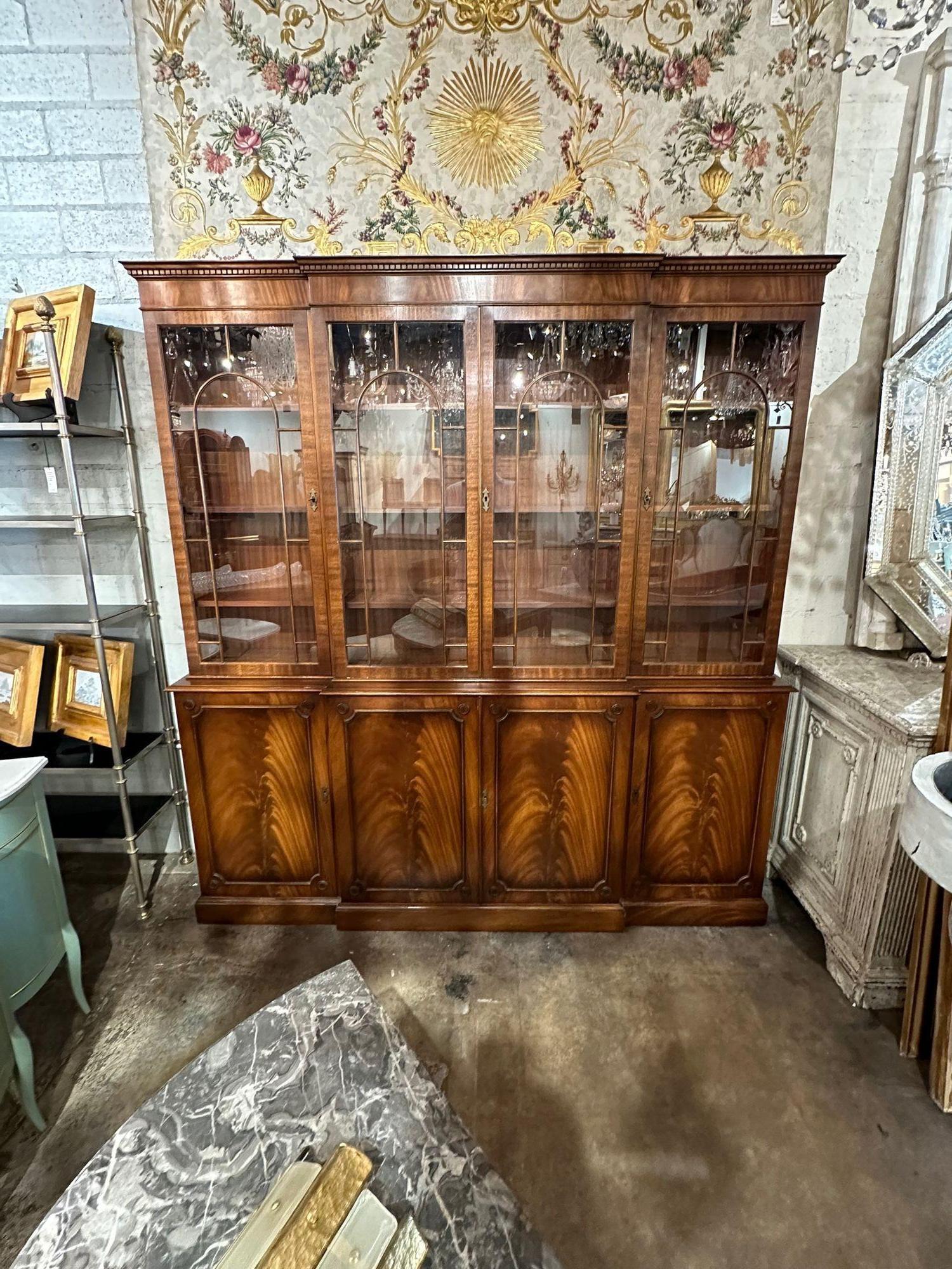 English Mahogany Breakfront Bookcase at 1stDibs