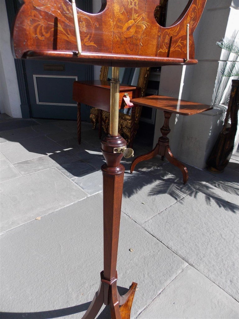 English Mahogany Bronze Mounted and Inlaid Lyre Music Stand on Paw Feet ...