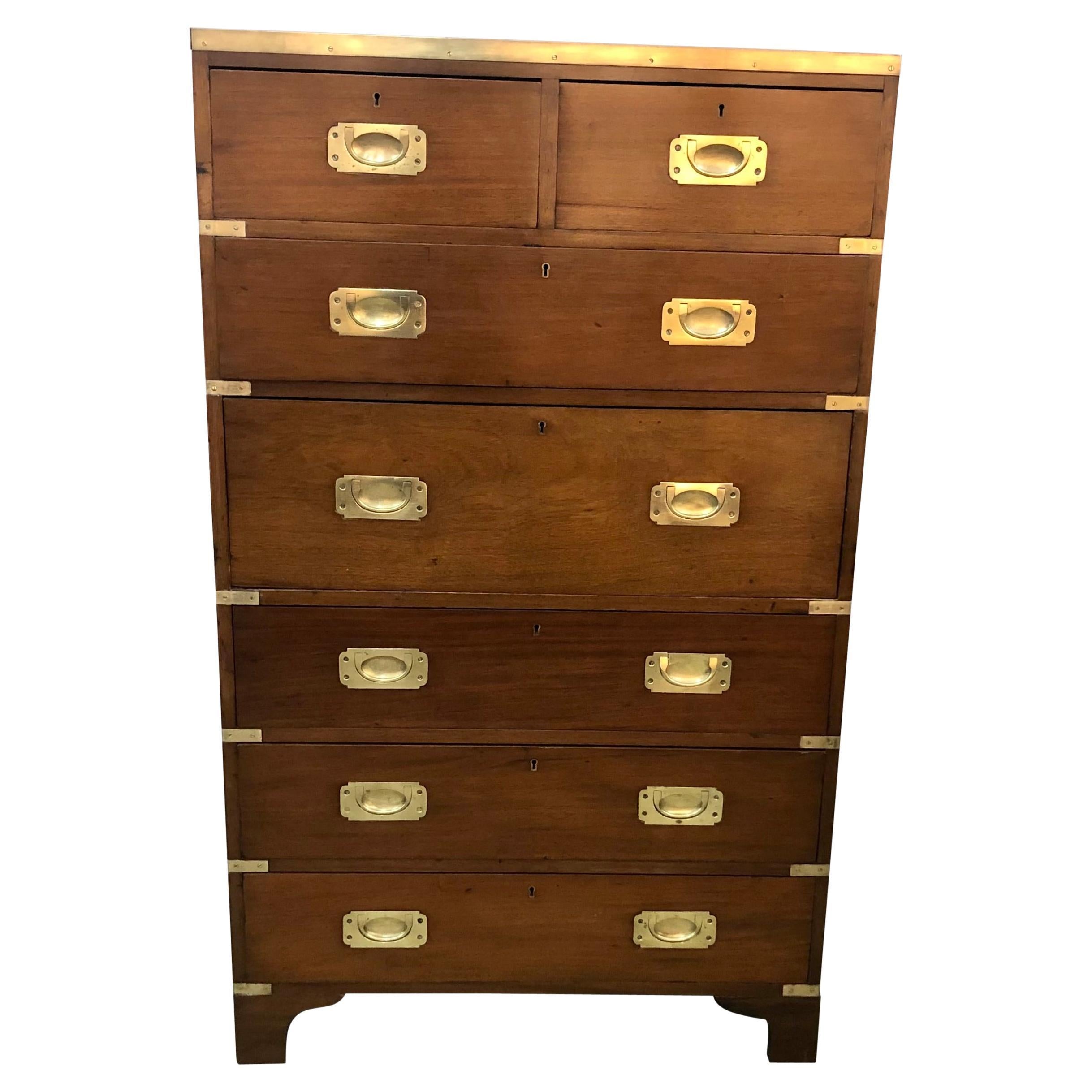 Early Victorian Mahogany Campaign Chest with Secretary Drawer at 1stDibs