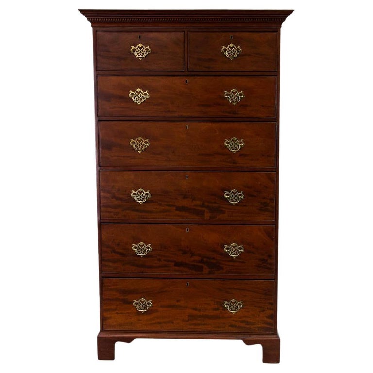 English Mahogany Chippendale Tall Chest at 1stDibs