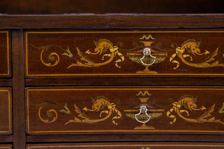 English Mahogany Concave Inlaid Countertop Chest For Sale at 1stDibs ...