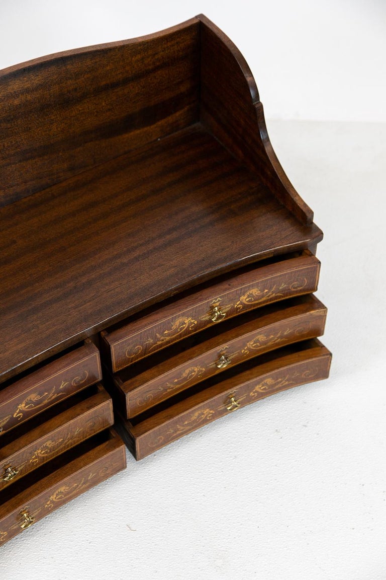 English Mahogany Concave Inlaid Countertop Chest For Sale at 1stDibs ...