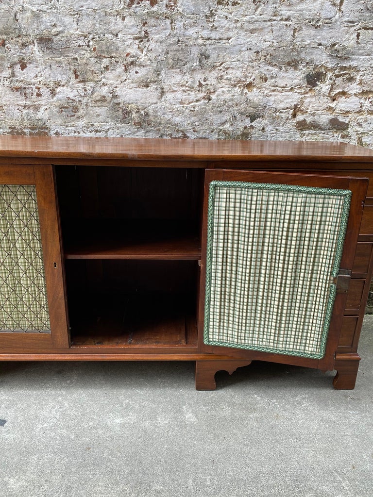 English Mahogany Credenza with Drawer Ends and Wire Work Doors in ...