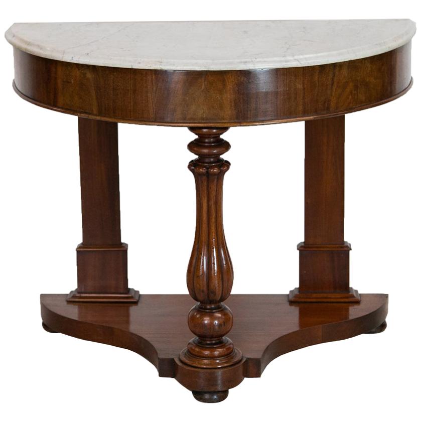 English Mahogany Marble-Top Console Table For Sale at 1stDibs