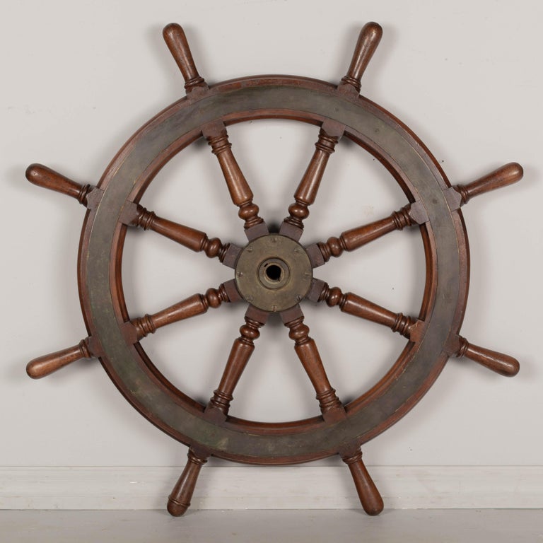 English Mahogany Eight Spoke Ship Wheel at 1stDibs