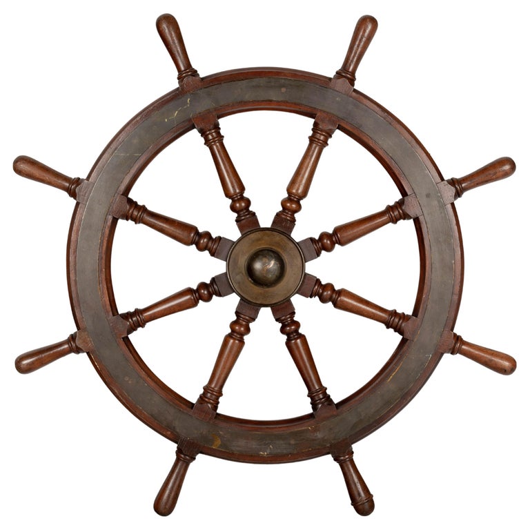 English Mahogany Eight Spoke Ship Wheel at 1stDibs