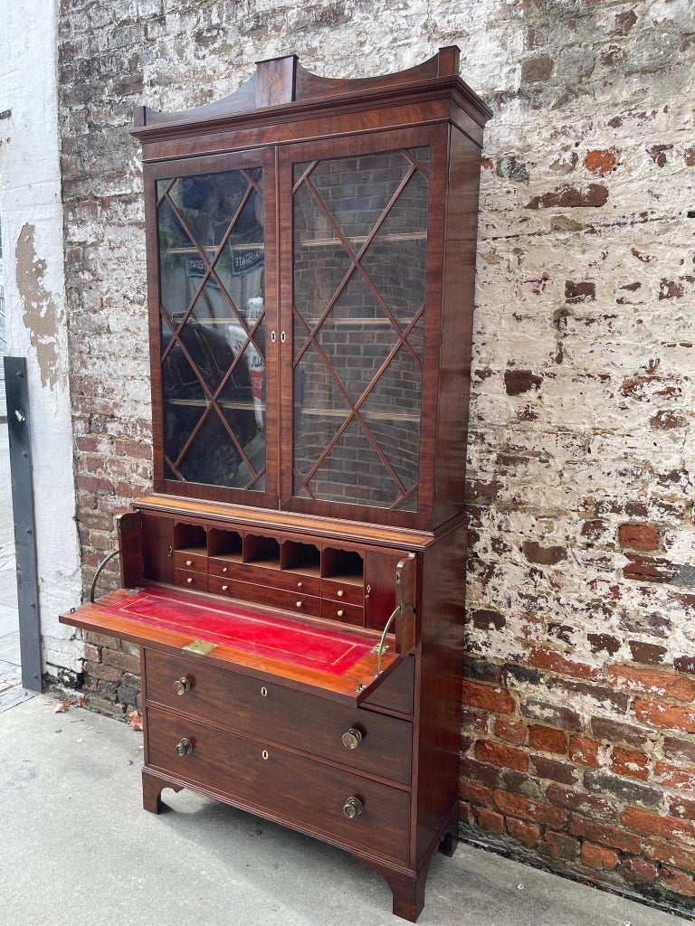 English Mahogany Fall Front Desk with Fitted Interior Unique Shallow ...