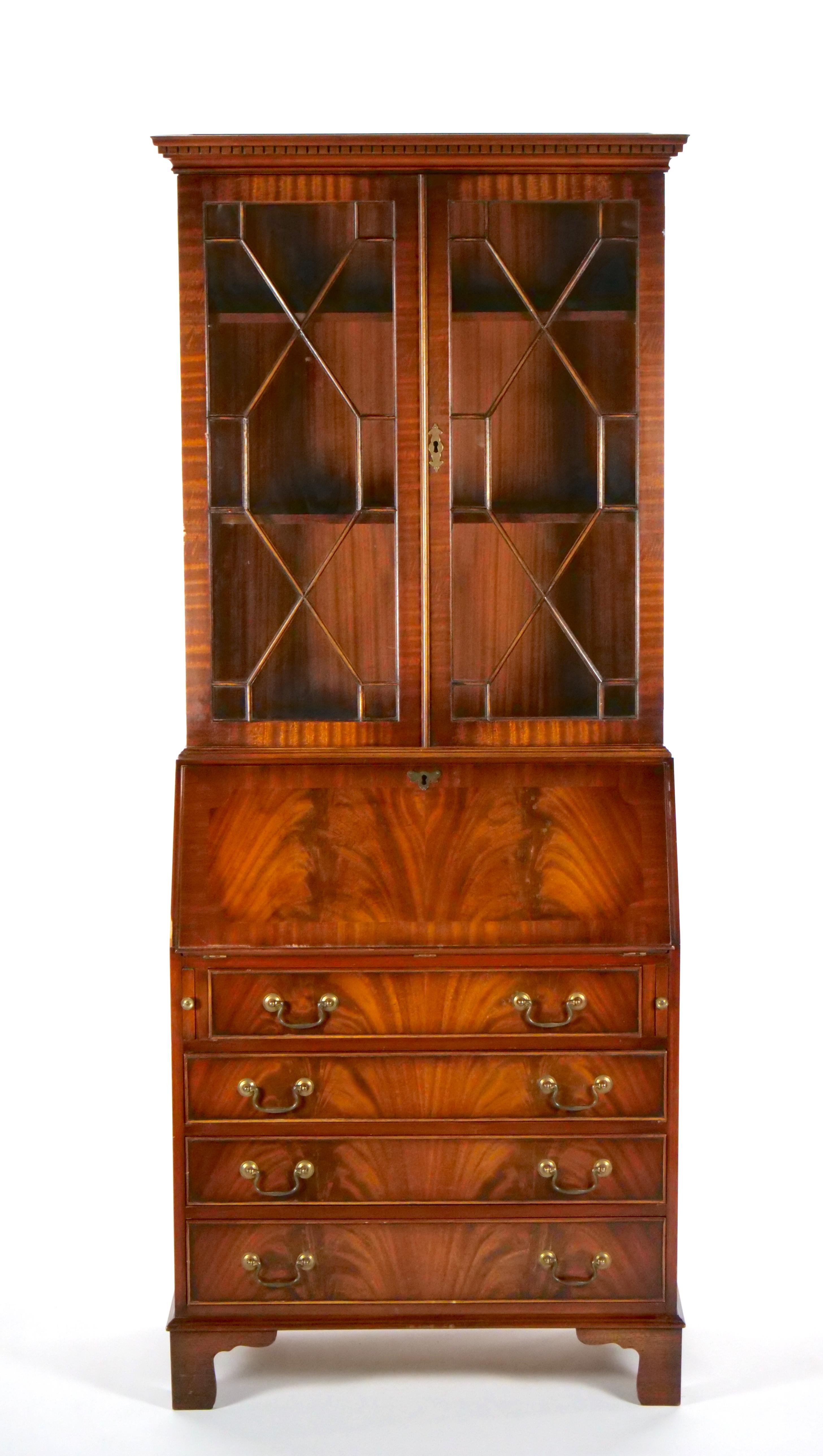 English Mahogany Georgian Style Secretary / Bookcase at 1stDibs