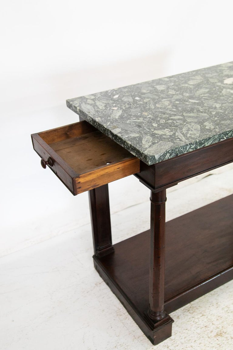 English Mahogany Marble-Top Console Table For Sale at 1stDibs