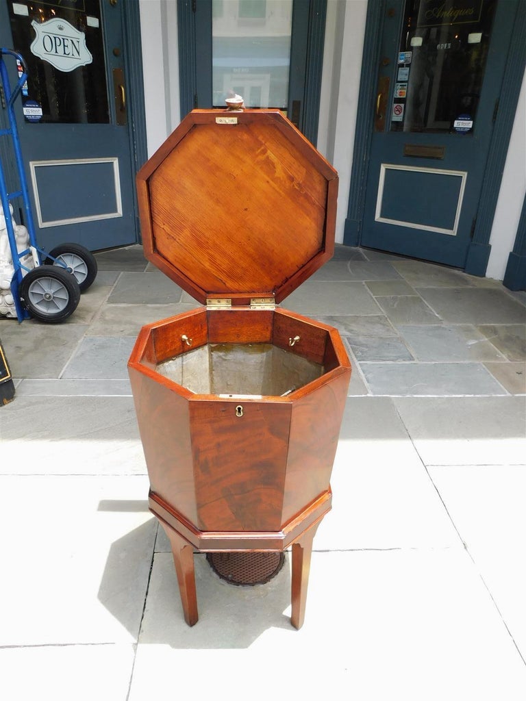 English Mahogany Octagon Wine Cellarette on Stand with Orig. Lead Liner ...