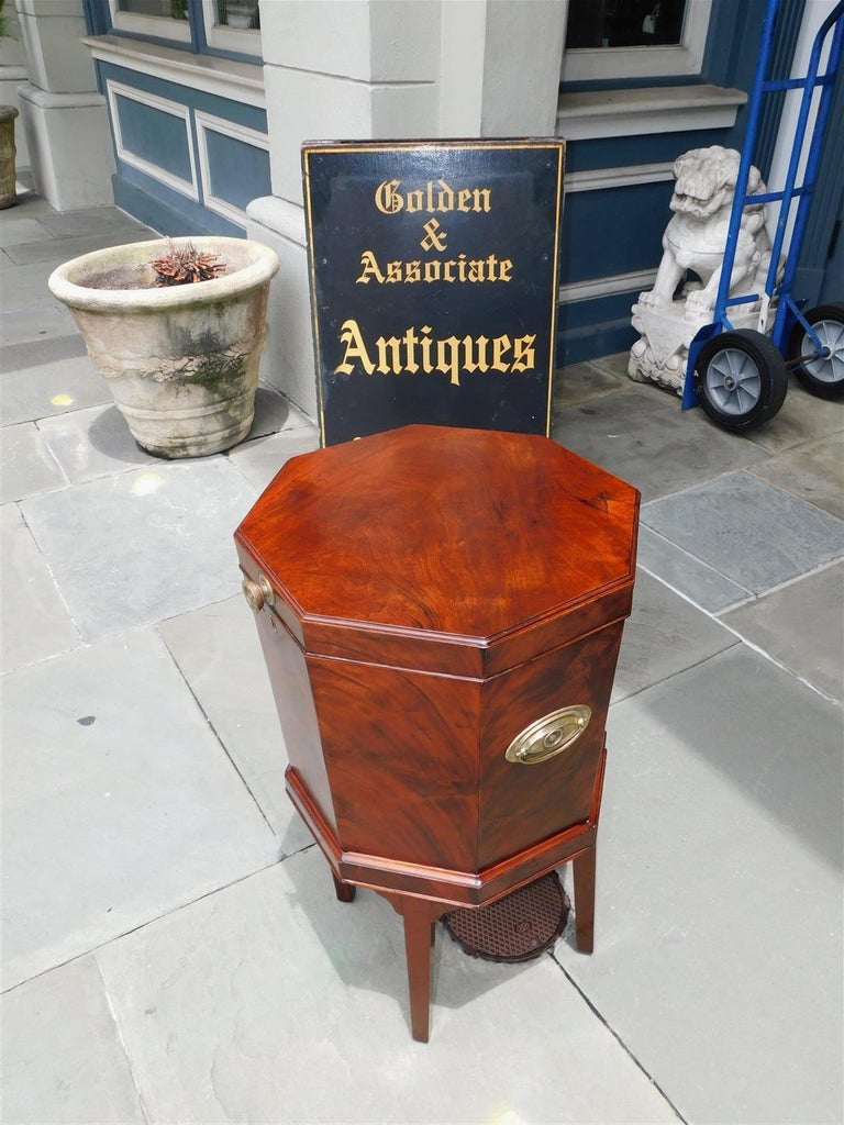 English Mahogany Octagon Wine Cellarette on Stand with Orig. Lead Liner ...