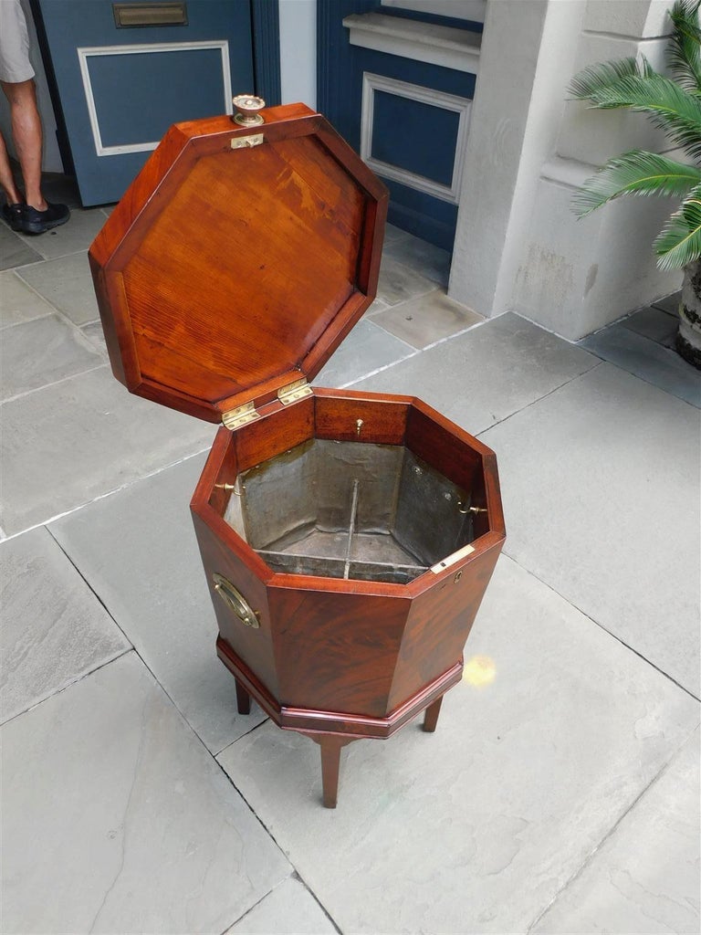 English Mahogany Octagon Wine Cellarette on Stand with Orig. Lead Liner ...