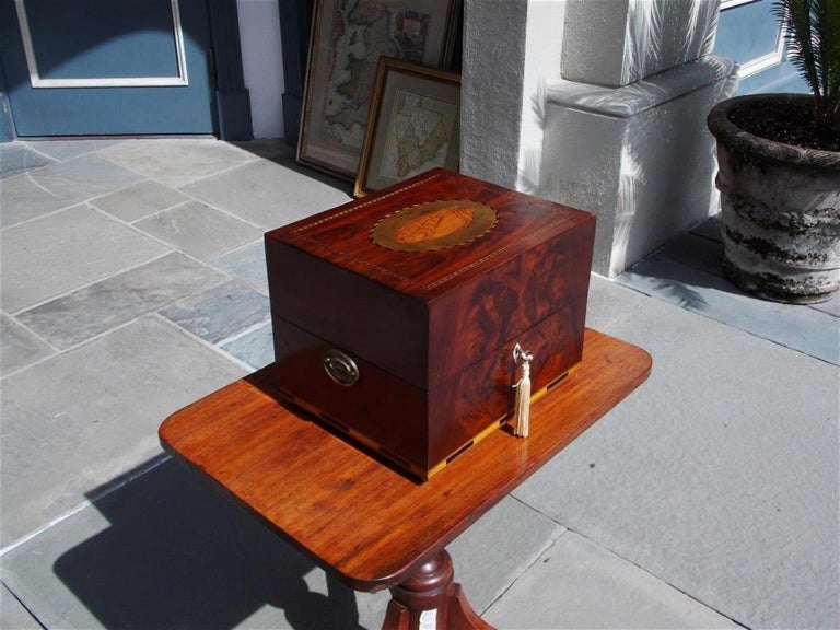 English Mahogany Satinwood Inlaid Spirit Box with Orig. Fitted Interior ...
